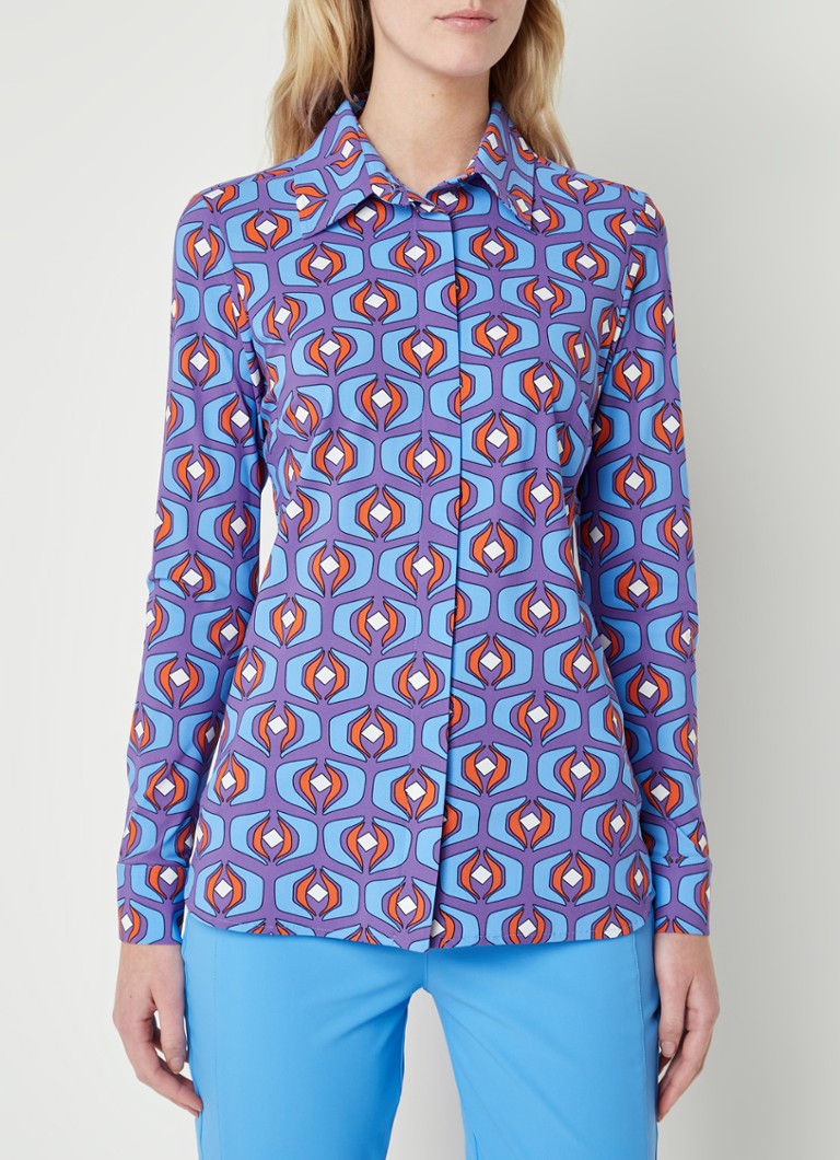 Studio Anneloes Poppy blouse van travelstof met grafische print • Paars ...