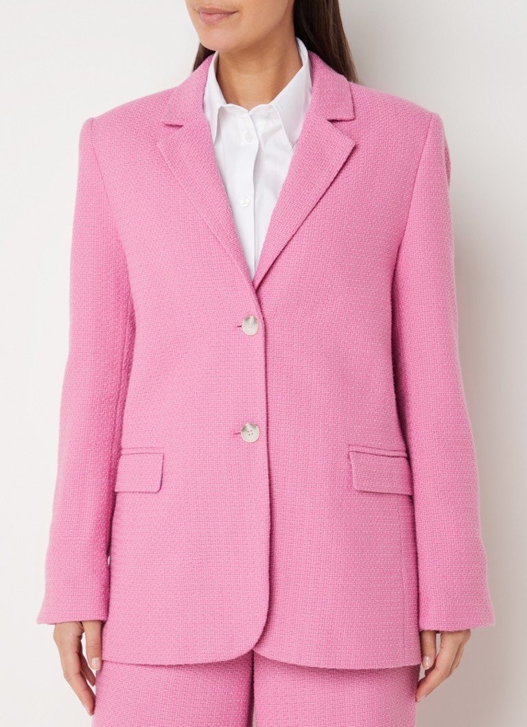 Studio Anneloes Sofie blazer met tweed-look en klepzakken • Roze • de ...
