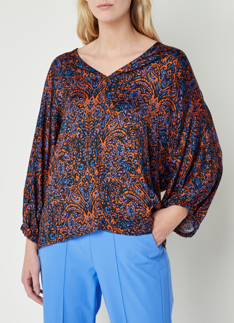 Studio Anneloes Sol tuniek van satijn met grafische print • Oranje • de Bijenkorf