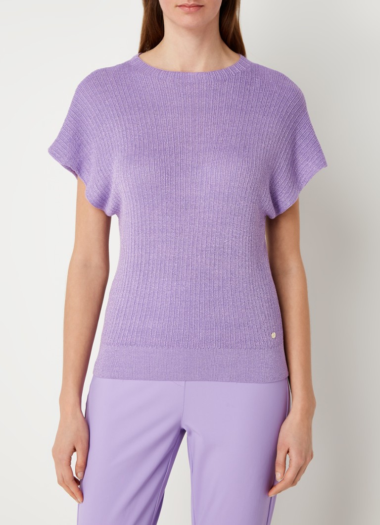 Studio Anneloes Tara ribgebreide top met glitter • Lila • de Bijenkorf