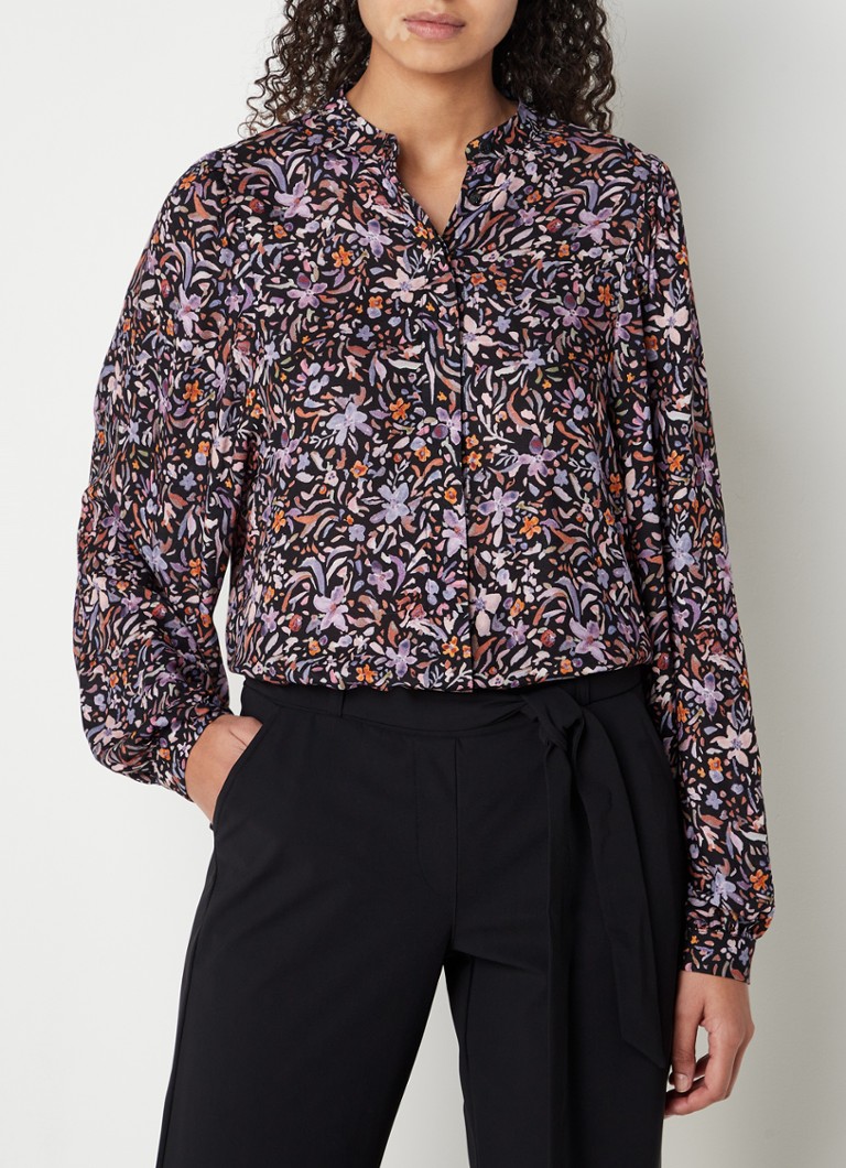 Studio Anneloes Ted blouse met bloemenprint en pofmouw • Zwart • de Bijenkorf