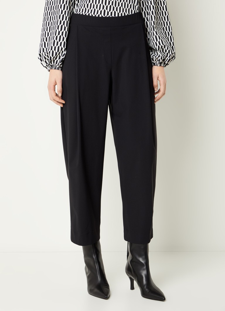 Studio Anneloes Willow Carrot mid waist tapered fit cropped pantalon • Zwart • de Bijenkorf