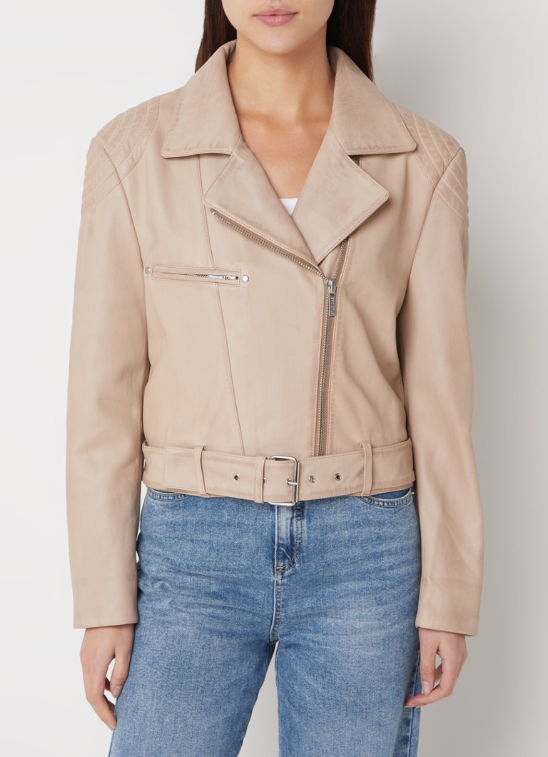 STUDIO AR by Arma Bolivar bikerjack van leer met ceintuur • Beige • de ...