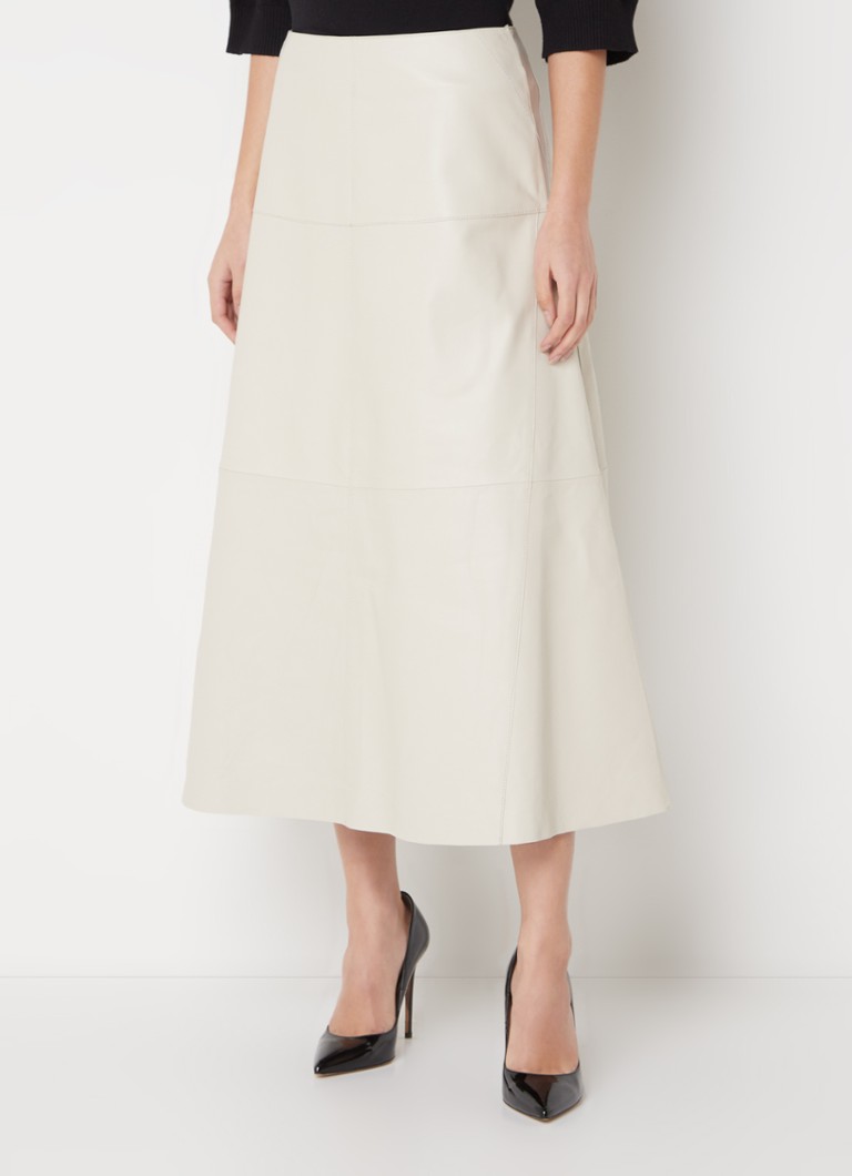 STUDIO AR by Arma Onava maxi A-lijn rok van schapenleer • Beige • de ...