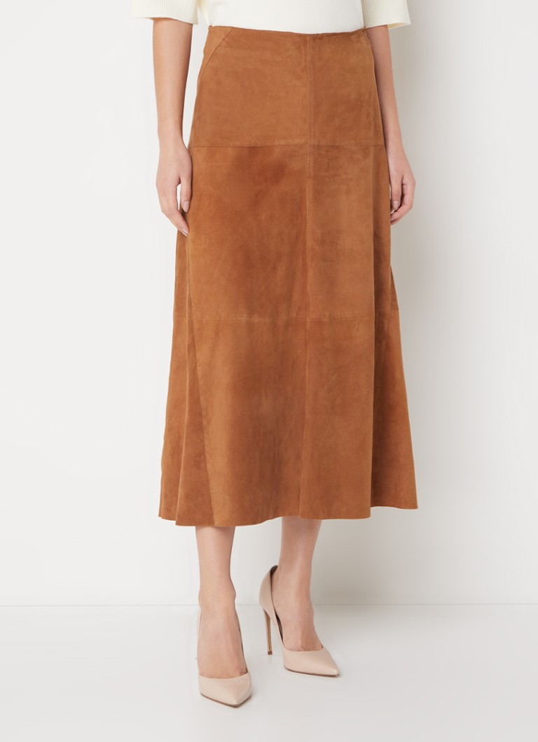 STUDIO AR by Arma Onava maxi A-lijn rok van suède • Hazelnootbruin • de ...
