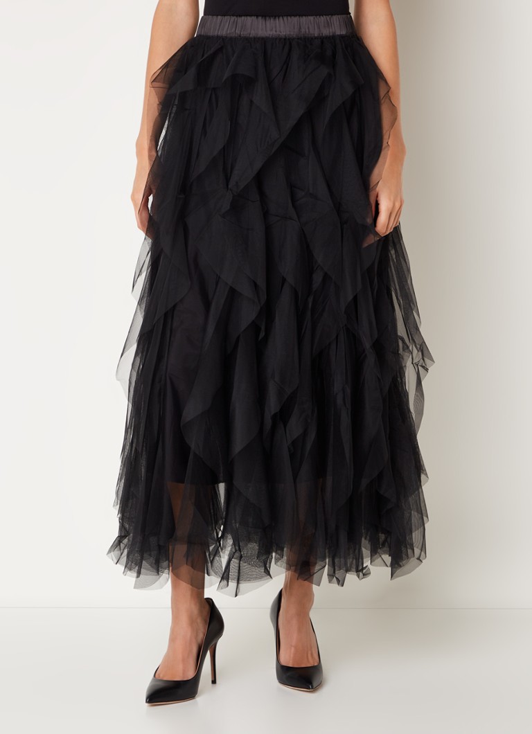 Summum Maxi Rok Van Mesh Met Volant • Zwart • De Bijenkorf