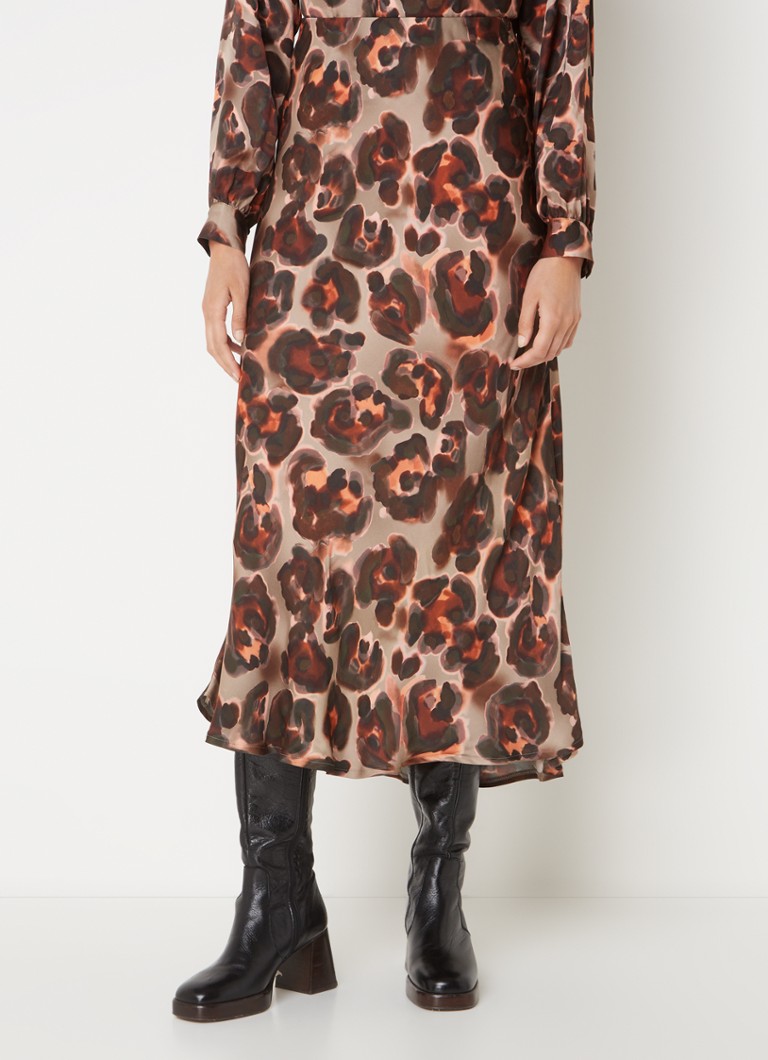 Summum Midi rok van satijn met print • Bruin • de Bijenkorf