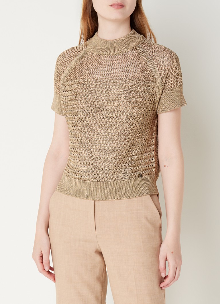 Ted Baker Abaly top met opengebreid dessin en lurex • Brons • de Bijenkorf