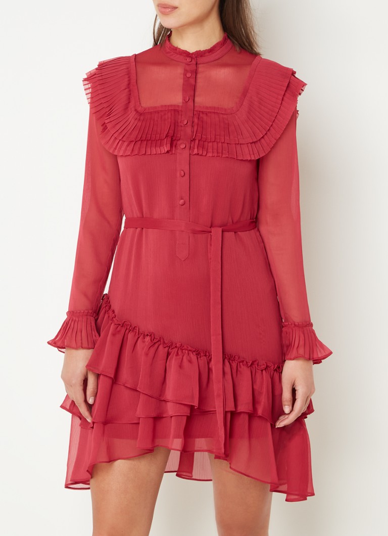 Ted Baker Anastai mini jurk van crêpe met volant • Donkerrood • de ...