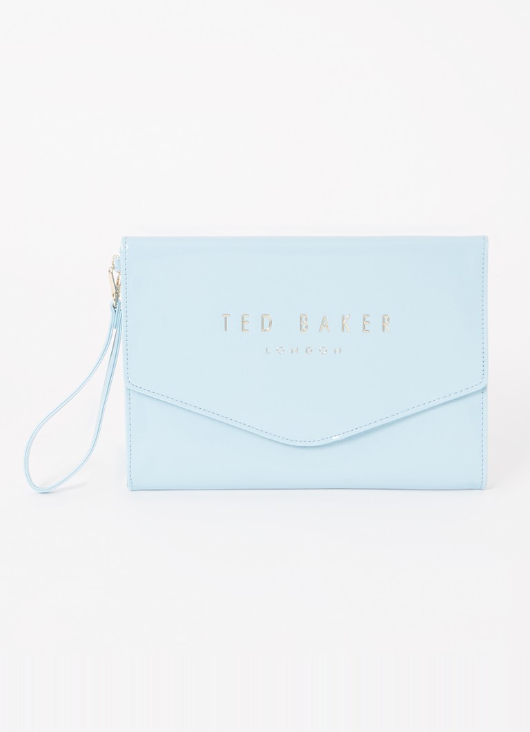 Ted Baker Crinkie clutch met lakfinish en logo • Lichtblauw • de Bijenkorf