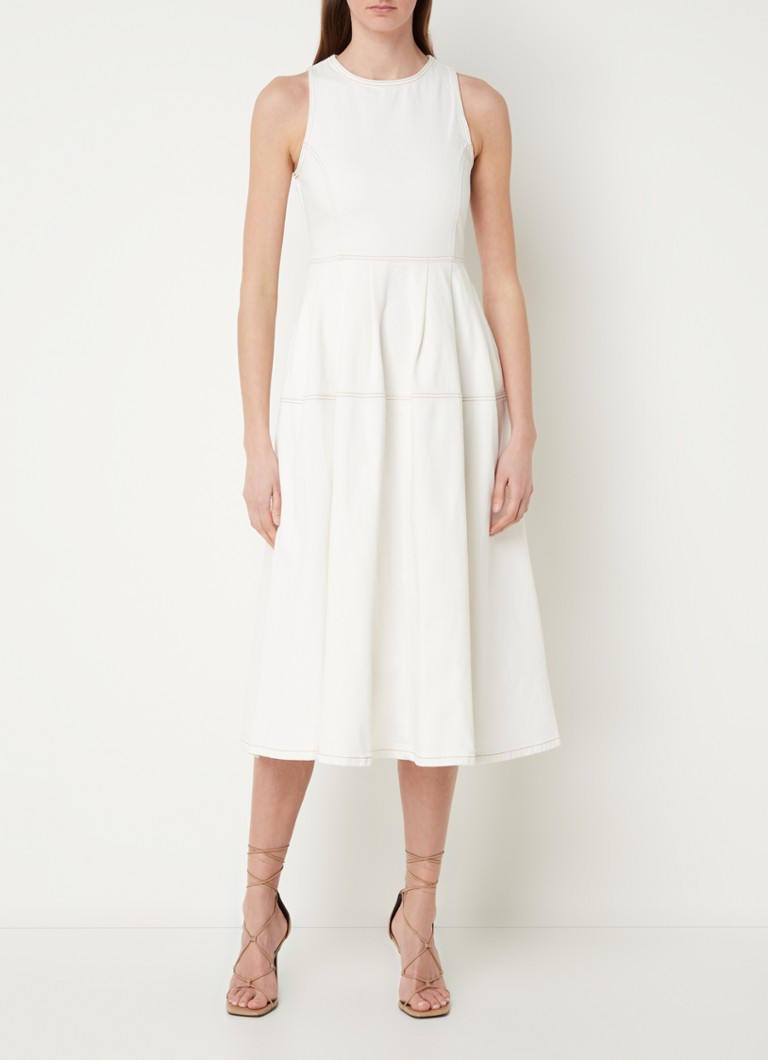 Ted Baker Erie mouwloze midi jurk van denim met steekzakken • Ivoor • de Bijenkorf