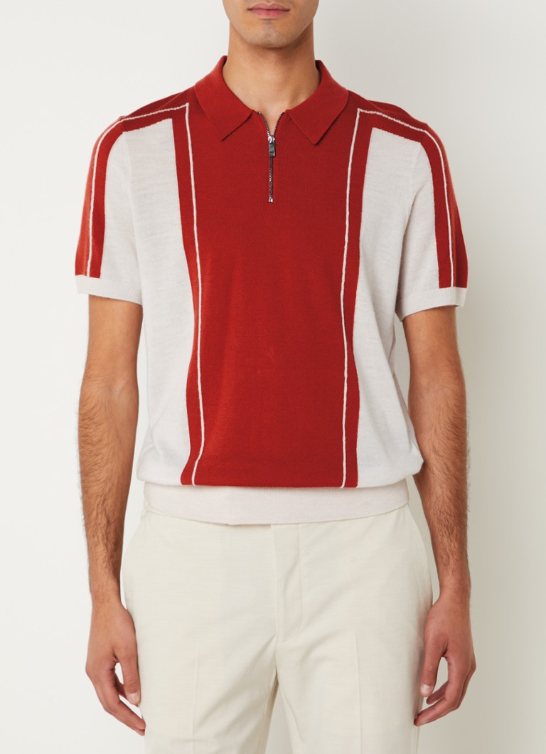 Ted Baker Jesty regular fit polo van wol met halve rits • Steenrood • de Bijenkorf