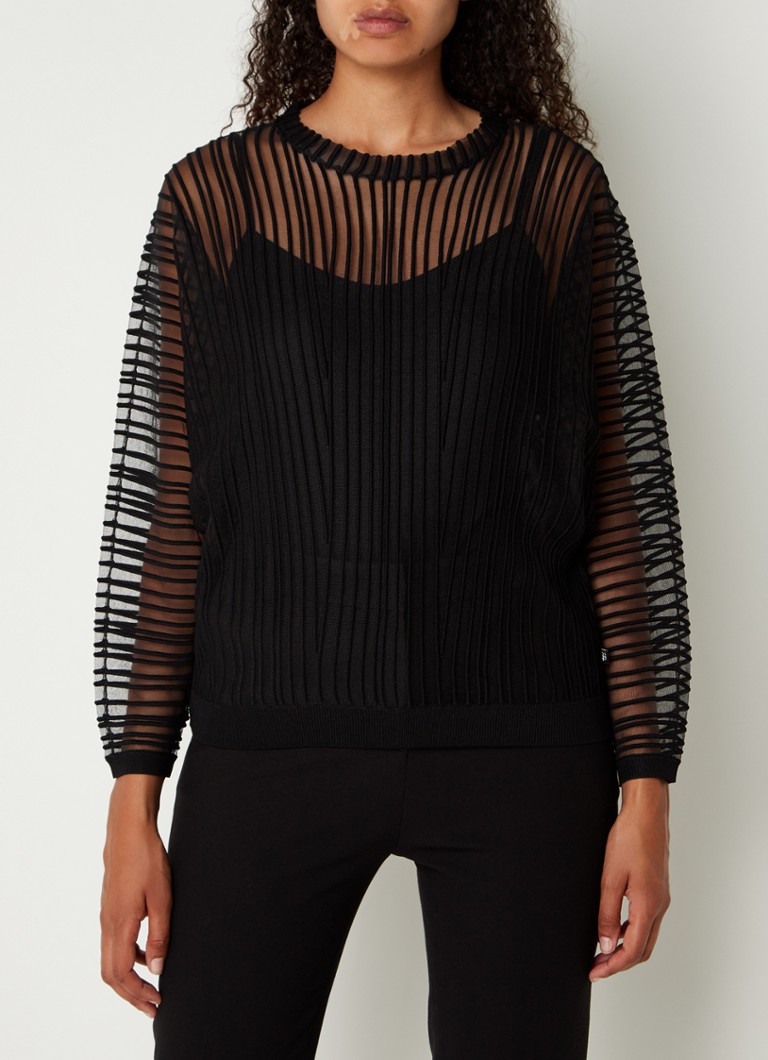 Ted Baker Nellay top van mesh met streepprint • Zwart • de Bijenkorf