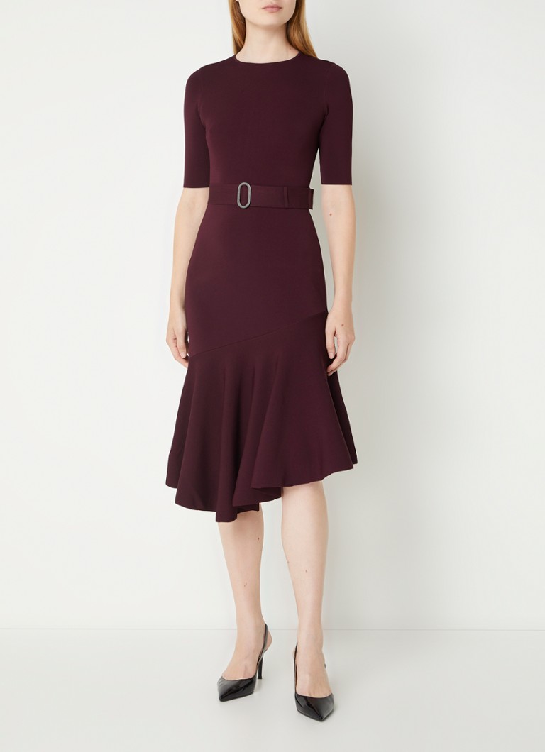 Ted Baker Samalee midi jurk met ceintuur • Aubergine • de Bijenkorf