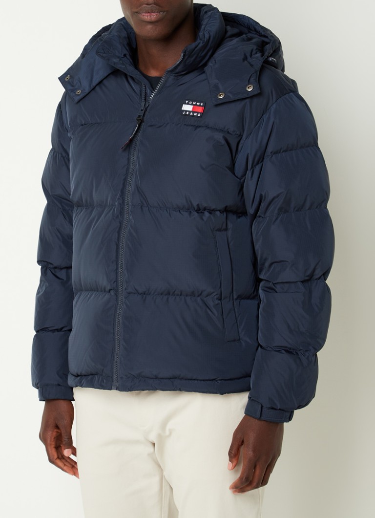 Tommy Hilfiger Alaska puffer jack met logo en afneembare capuchon ...
