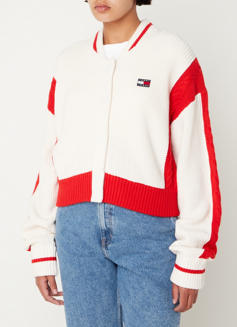 Tommy Hilfiger Archive grofgebreid vest met logoborduring • Gebroken ...