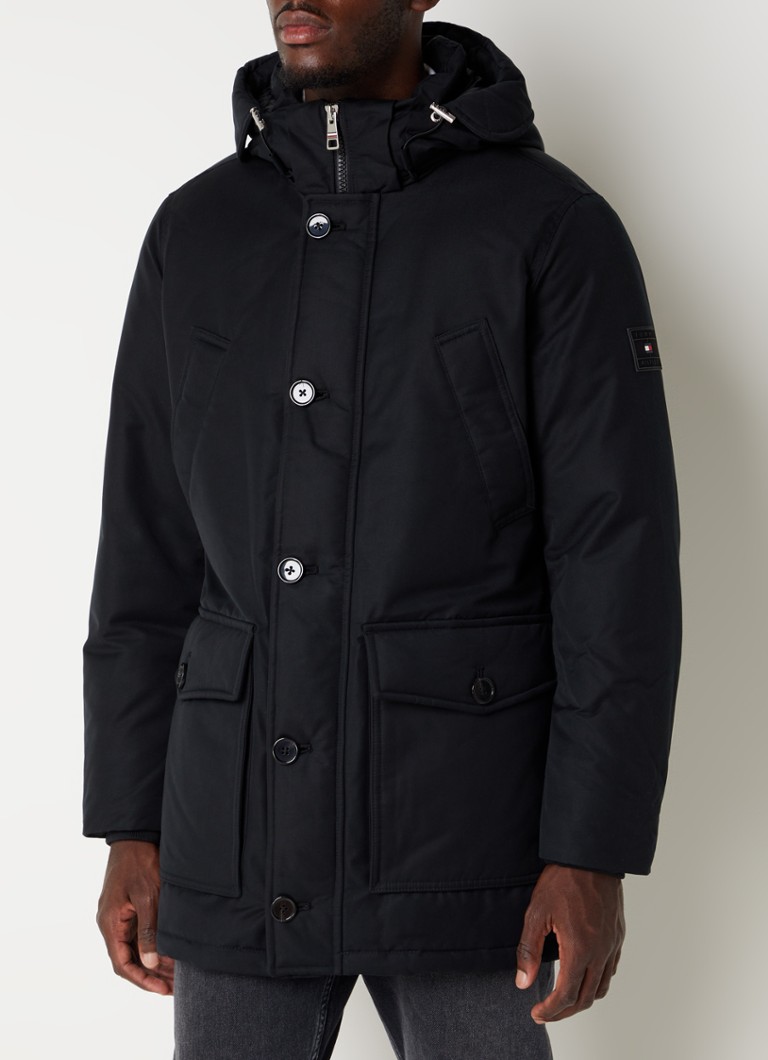 Tommy Hilfiger Gewatteerde jas met donsvulling en afneembare capuchon • Zwart • de Bijenkorf