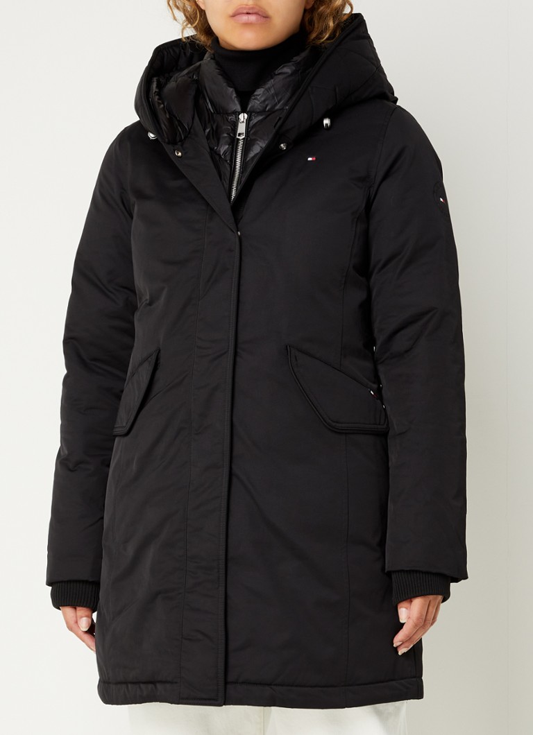 Tommy Hilfiger Gewatteerde parka met klepzakken en capuchon • Zwart • de Bijenkorf