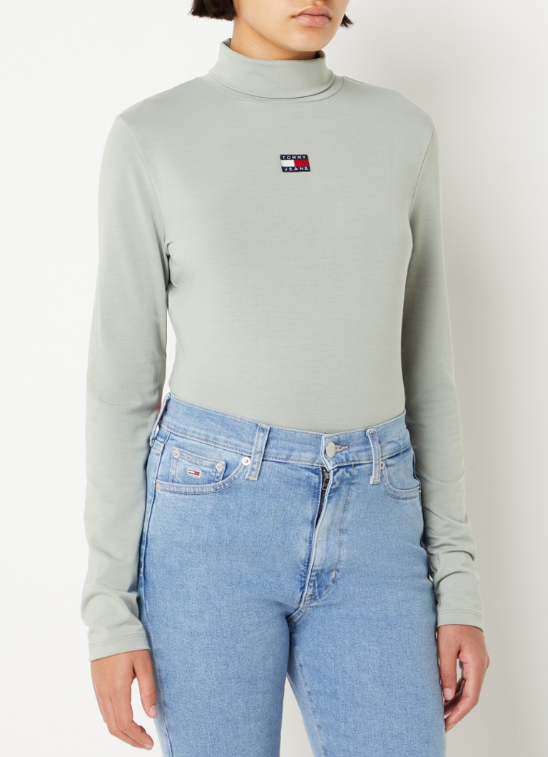 Tommy Hilfiger Longsleeve met logoborduring en col • Lindegroen • de ...