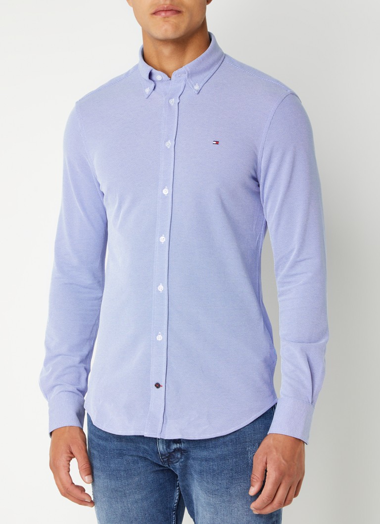 Tommy Hilfiger Overhemd van piqué katoen met logoborduring • Blauw • de ...