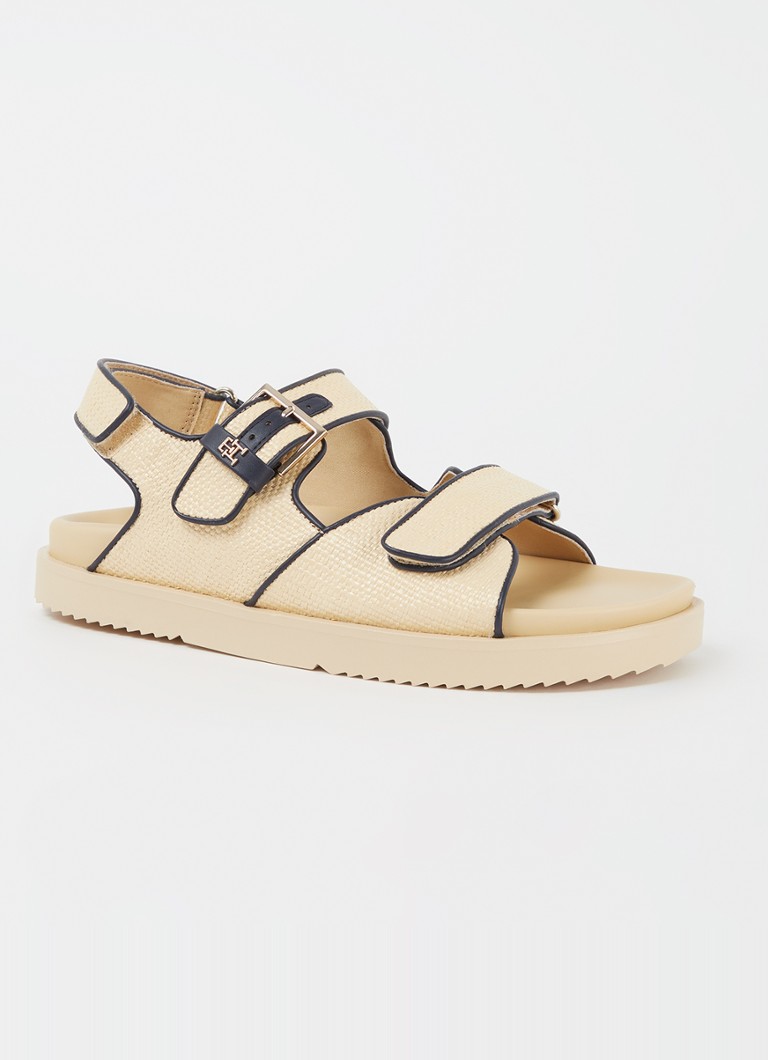 Tommy Hilfiger Sandaal van raffia met logo • Vanillegeel • de Bijenkorf