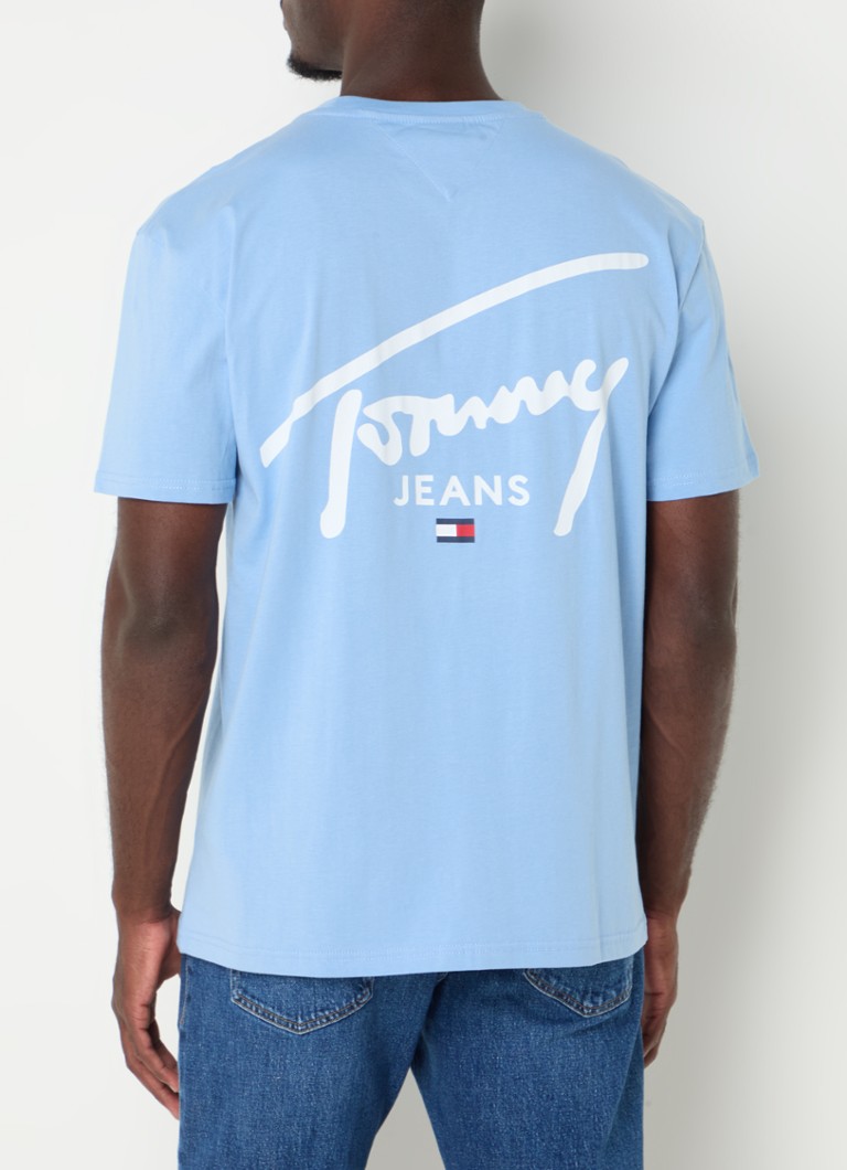 Tommy Hilfiger Signature T-shirt met logo- en backprint • Blauw • de Bijenkorf