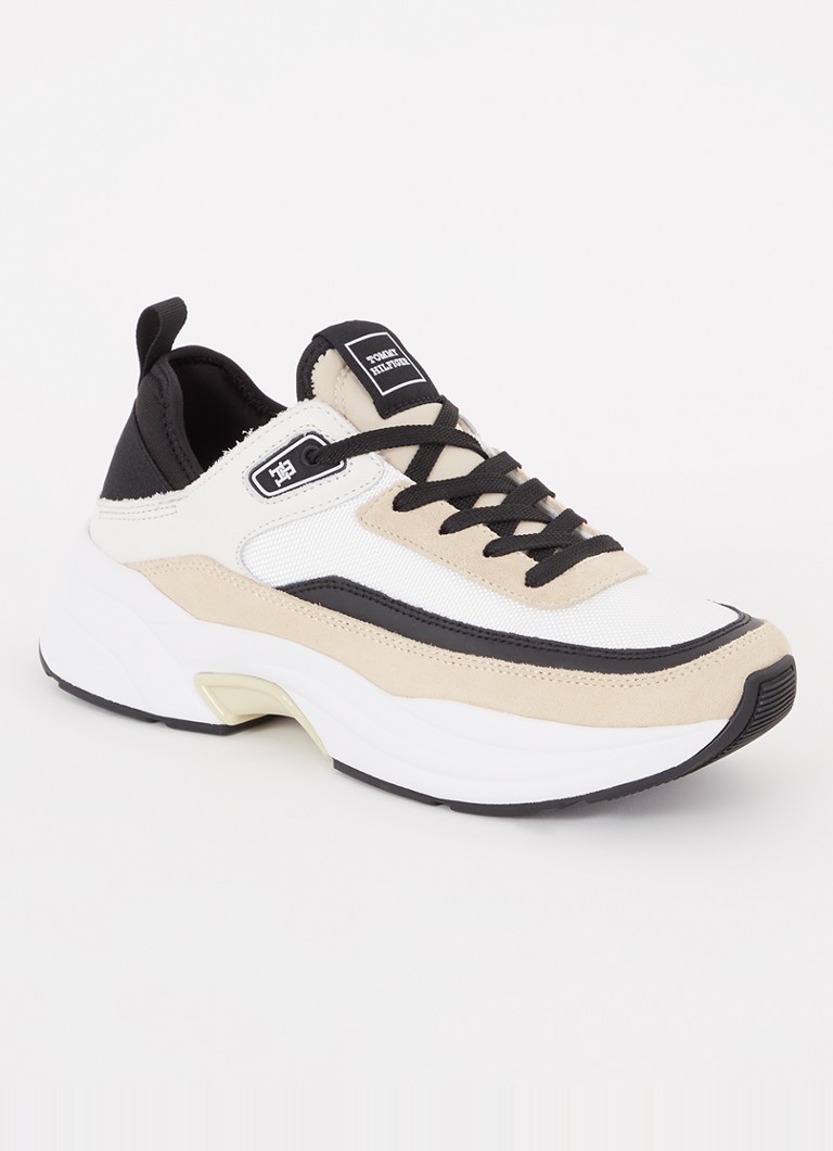 Tommy Hilfiger SPORTY LUX RUNNER sneaker met leren details • Beige • de ...