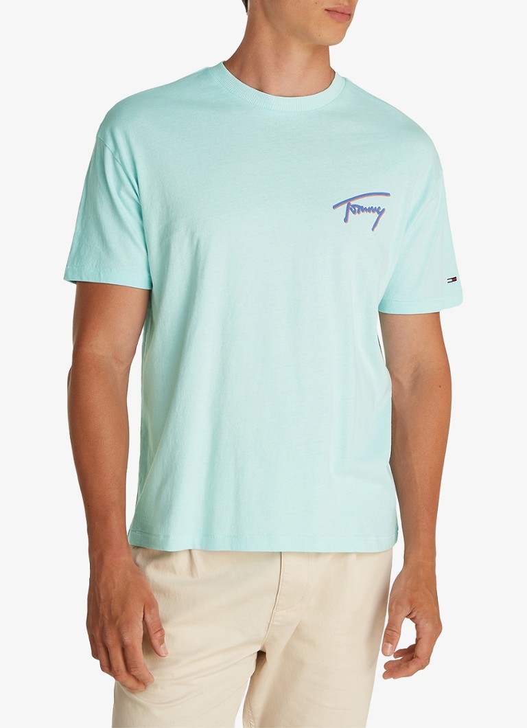 Tommy Hilfiger T-shirt met logo- en backprint • Mint • de Bijenkorf