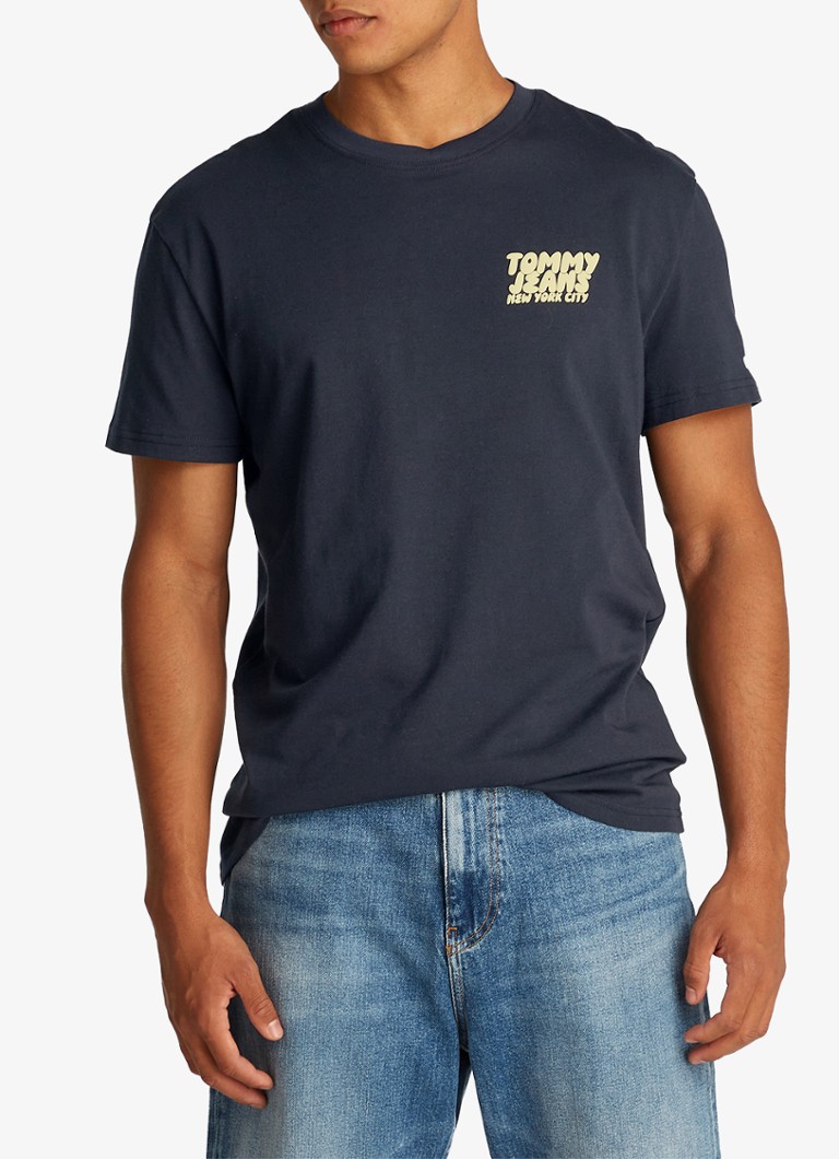 Tommy Hilfiger T-shirt met logo- en backprint • Donkerblauw • de Bijenkorf