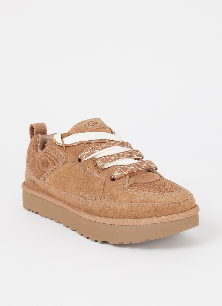 UGG Lo Lowmel sneaker van suède met mesh details • Cognac • de Bijenkorf
