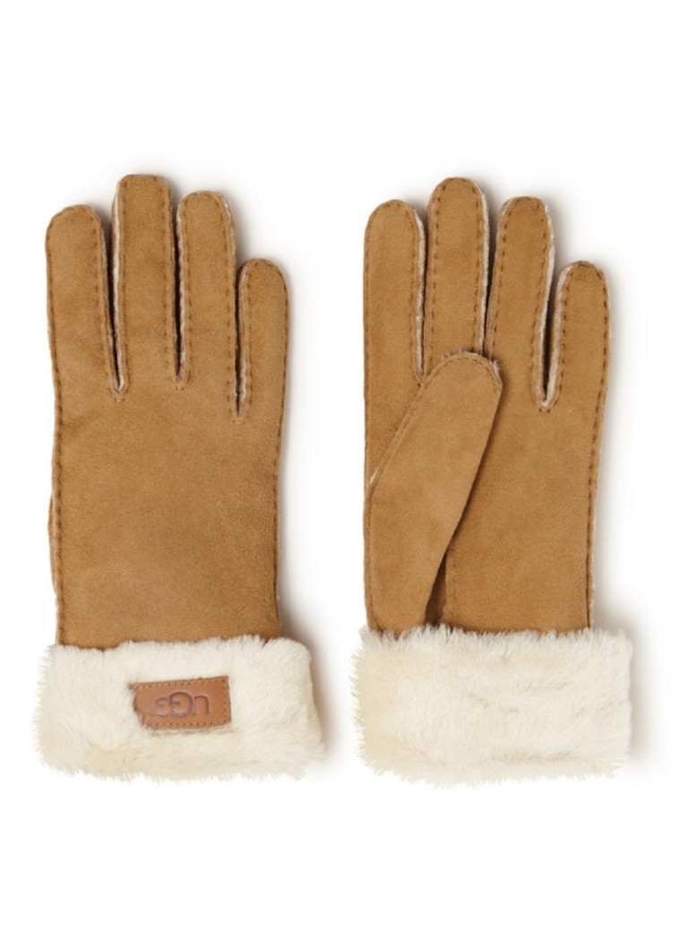 UGG Turn Cuff handschoenen van suède met schapenvacht • Hazelnootbruin ...