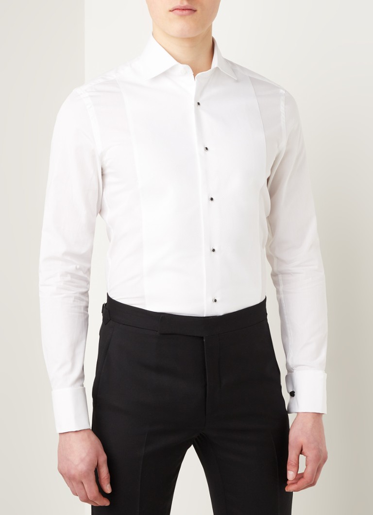 Van Gils Ellington slim fit smoking overhemd met structuur • Wit • de ...