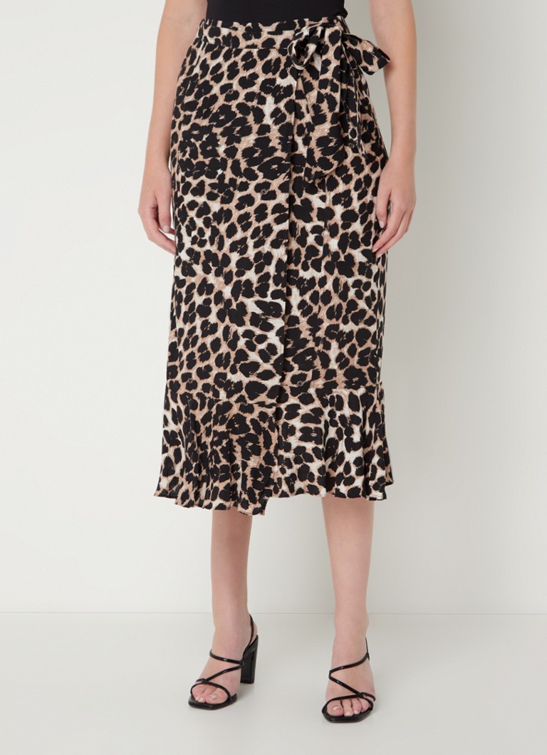 Whistles Wikkelrok met panterprint en volant • Naturel • de Bijenkorf