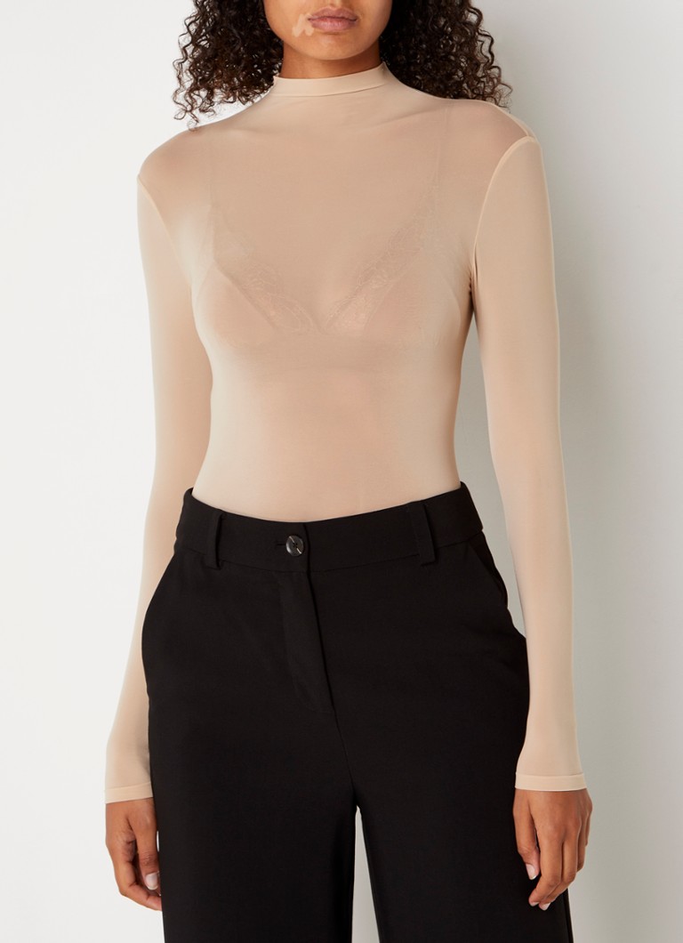 Wolford Buenos Aires stringbody met col • Donkerbeige • de Bijenkorf