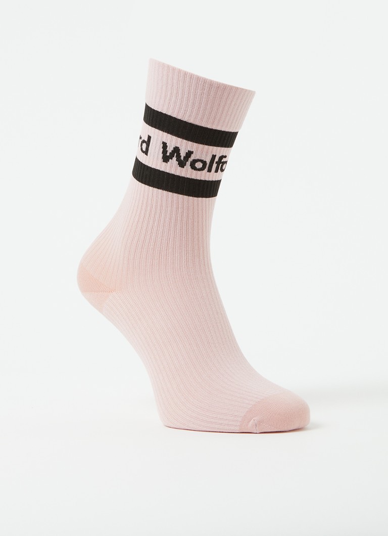 Wolford Logo Rib sokken met logoprint • Lichtroze • de Bijenkorf