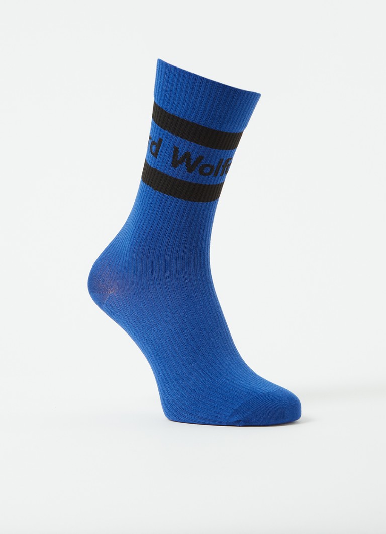 Wolford Logo Rib sokken met logoprint • Blauw • de Bijenkorf