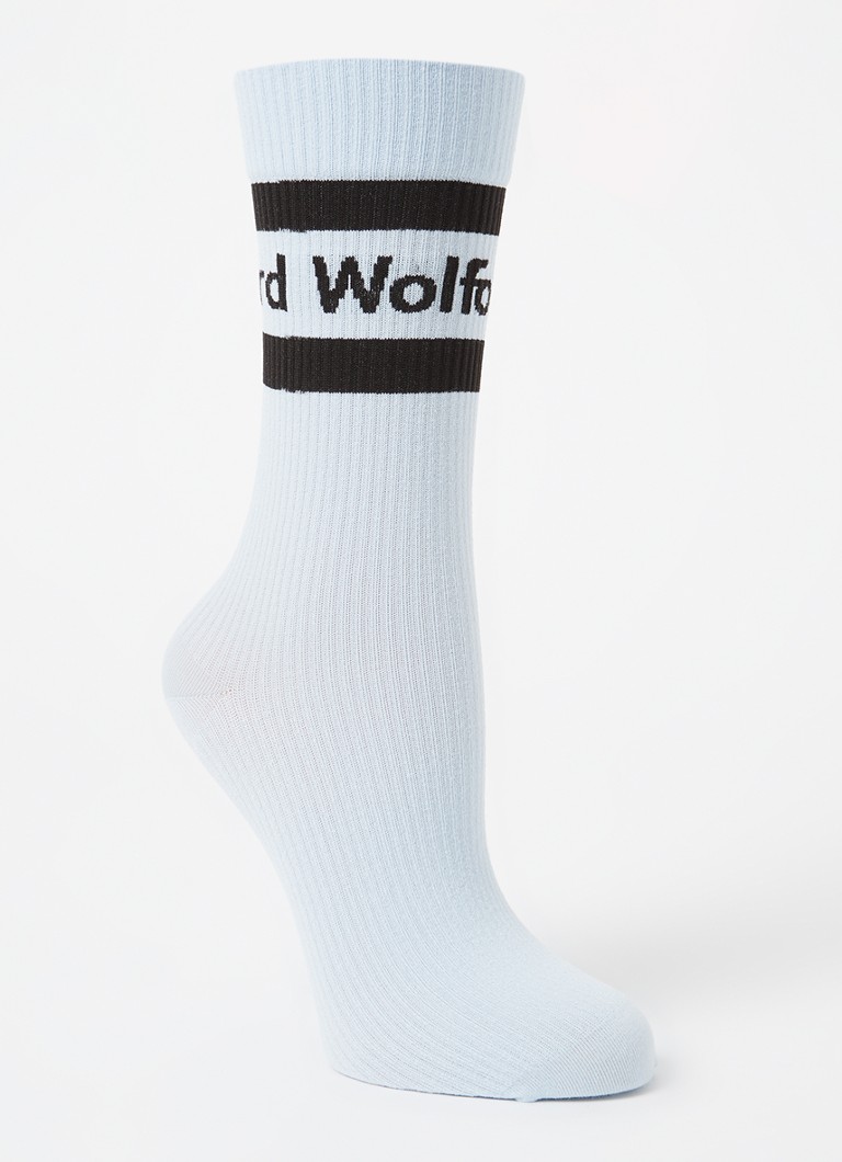 Wolford Logo Rib sokken met logoprint • Lichtblauw • de Bijenkorf
