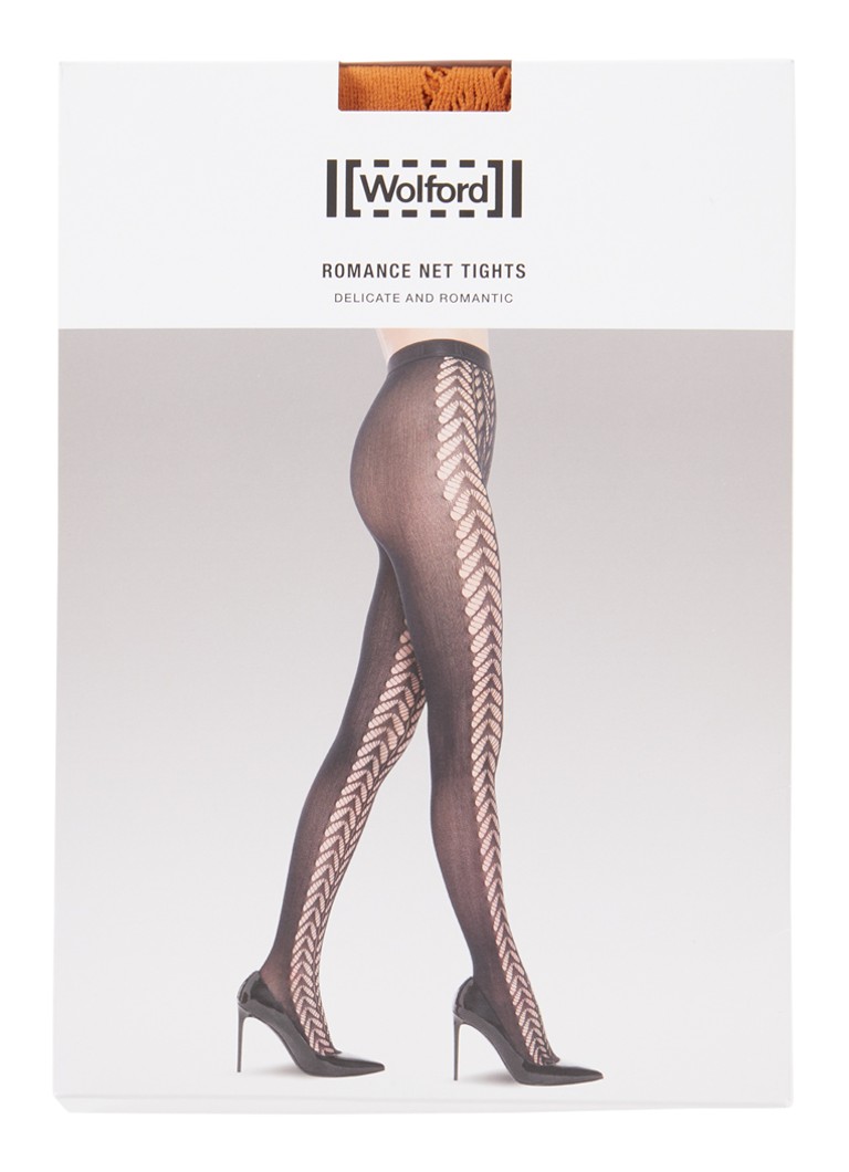 Wolford Romance netpanty met logoband • Roestbruin • de Bijenkorf