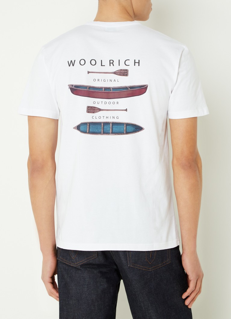 Woolrich Lakeside T-shirt met logo- en backprint • Wit • de Bijenkorf