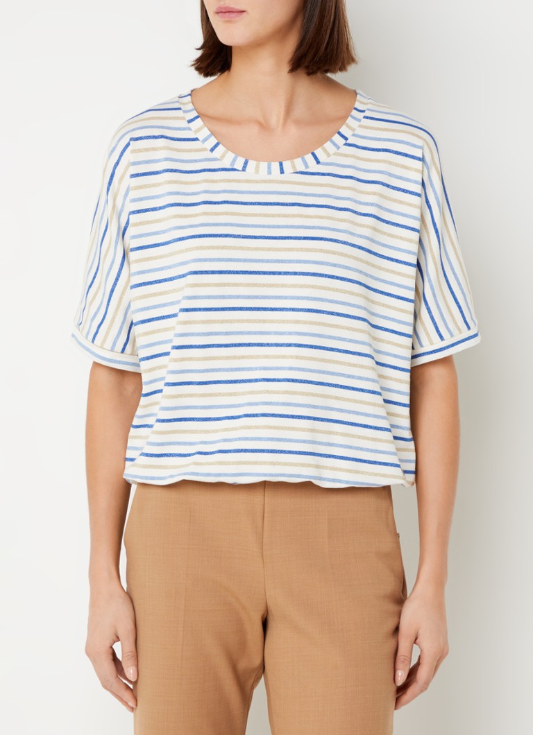 Xandres T-shirt met streepprint en lurex • Blauw • de Bijenkorf