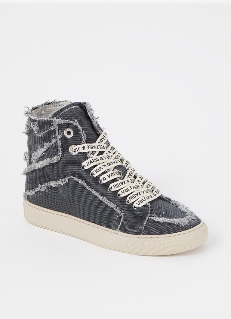 Zadig&Voltaire High Flash sneakers van canvas • Antraciet • de Bijenkorf