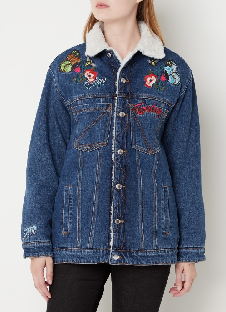 Zadig&Voltaire Kiome spijkerjas met voering van teddy en logoborduring ...