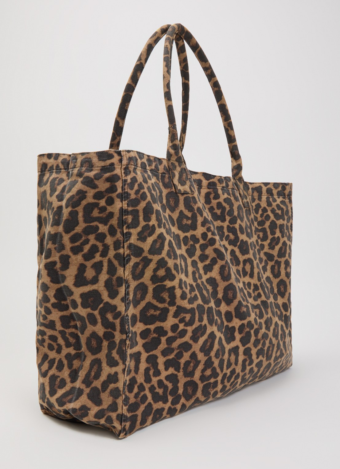 Anine Bing Leo shopper van canvas met panterprint • Camel • de Bijenkorf