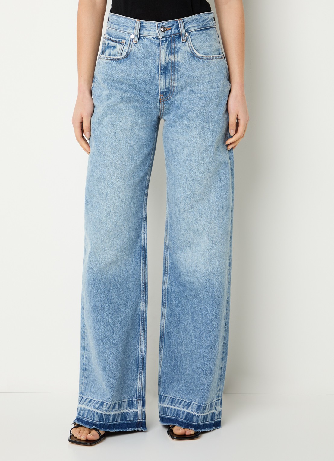 Anine Bing Lewis high waist flared fit jeans met medium wassing • Blauw ...