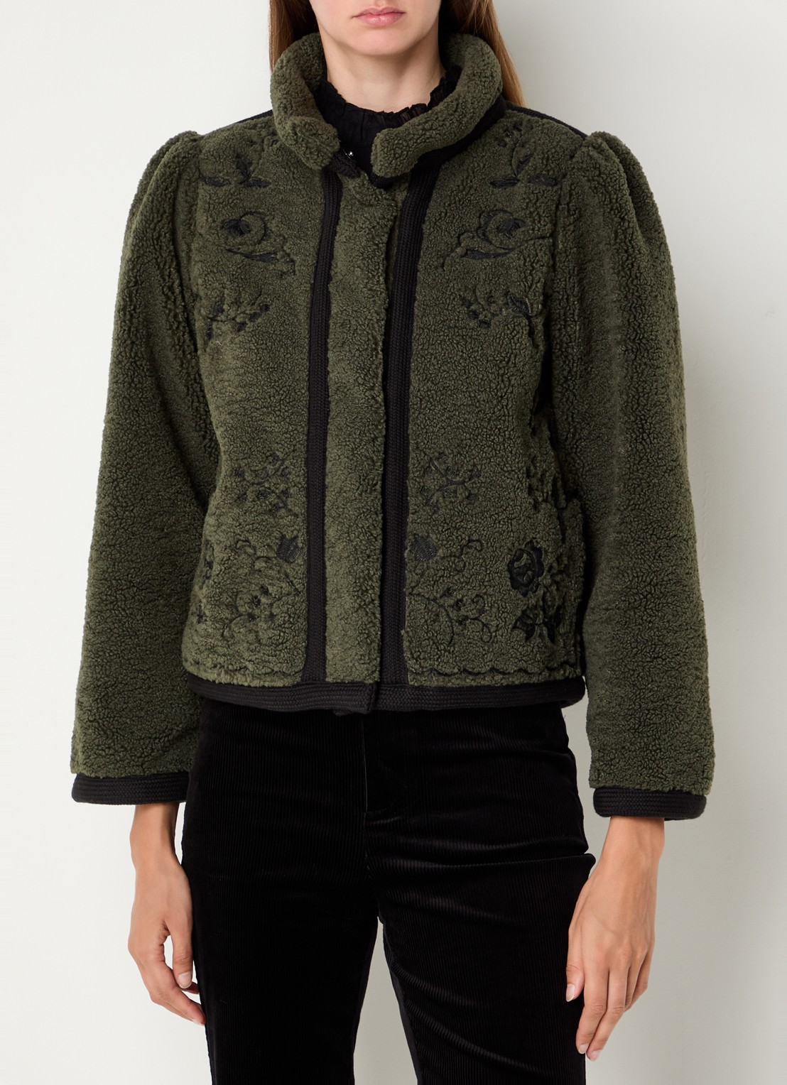 Antik Batik Saliba jack van teddy met bloemborduring en pofmouw ...