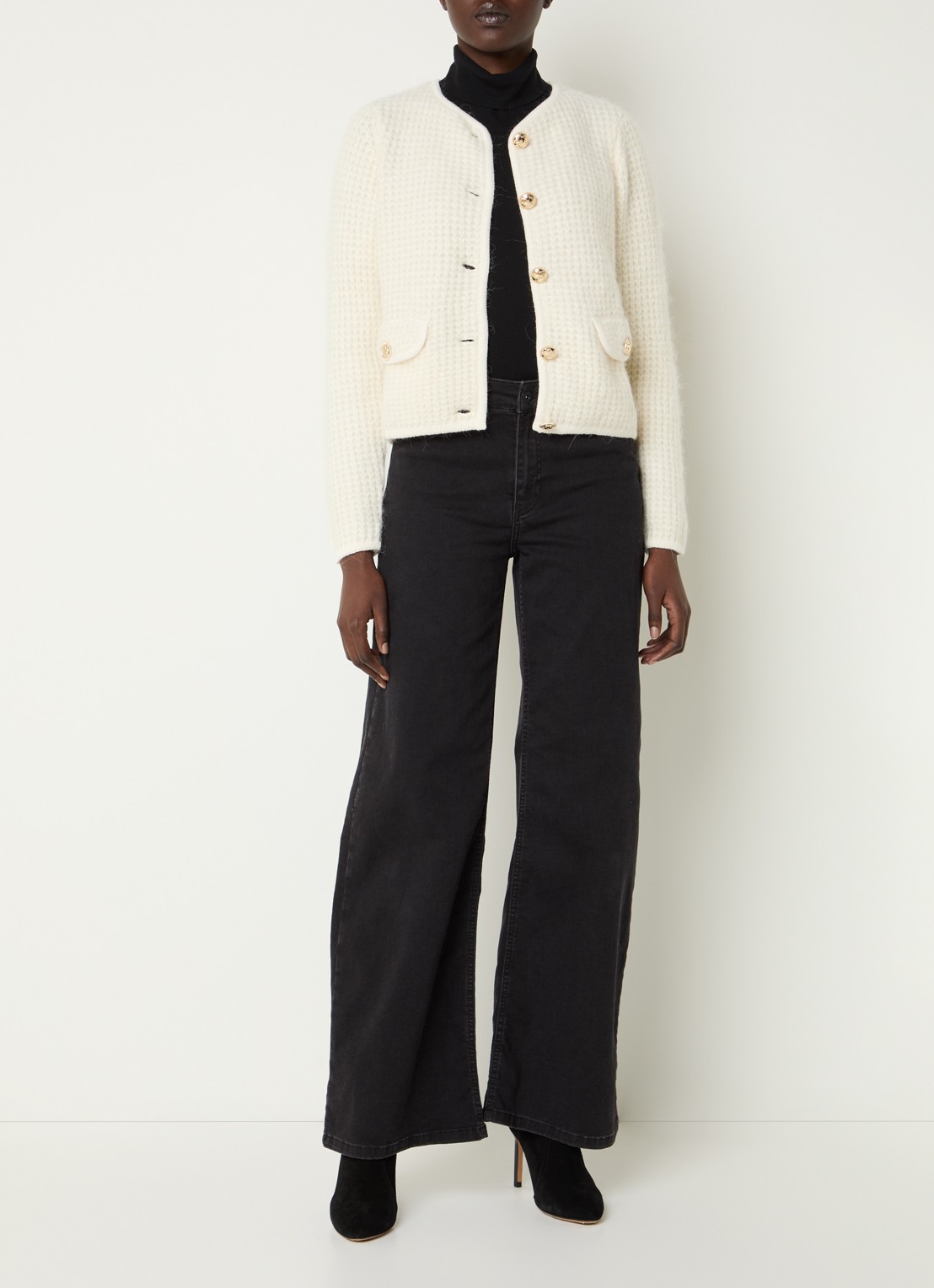 ba&sh Harry grofgebreid vest in alpaca wolblend • Gebroken wit • de ...