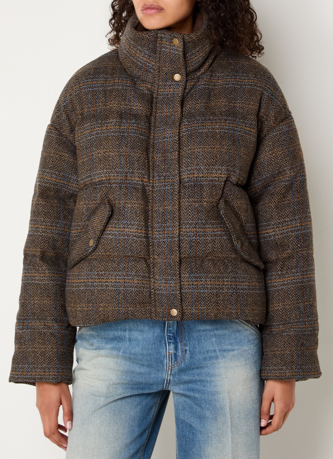 ba&sh Hidai puffer jack in wolblend met ruitdessin • Bruin • de Bijenkorf