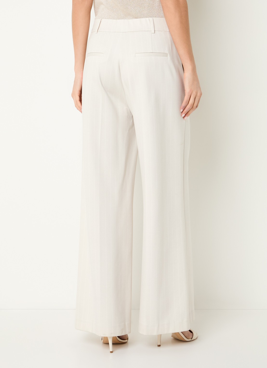 Beaumont Ayle high waist wide fit pantalon met streepprint en ...