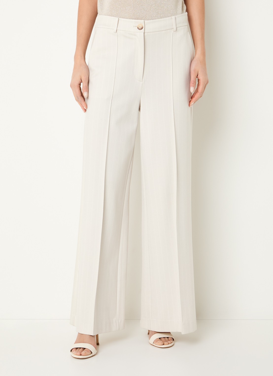 Beaumont Ayle high waist wide fit pantalon met streepprint en ...