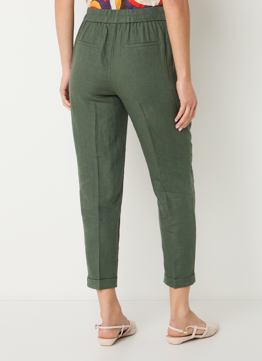 Benetton High waist cropped tapered fit pantalon van linnen ...